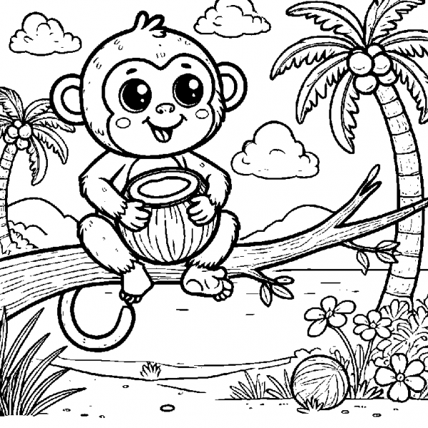 Kostenlose Ausmalbild-Affe-Vorlagen zum Herunterladen - Geschenkissimo