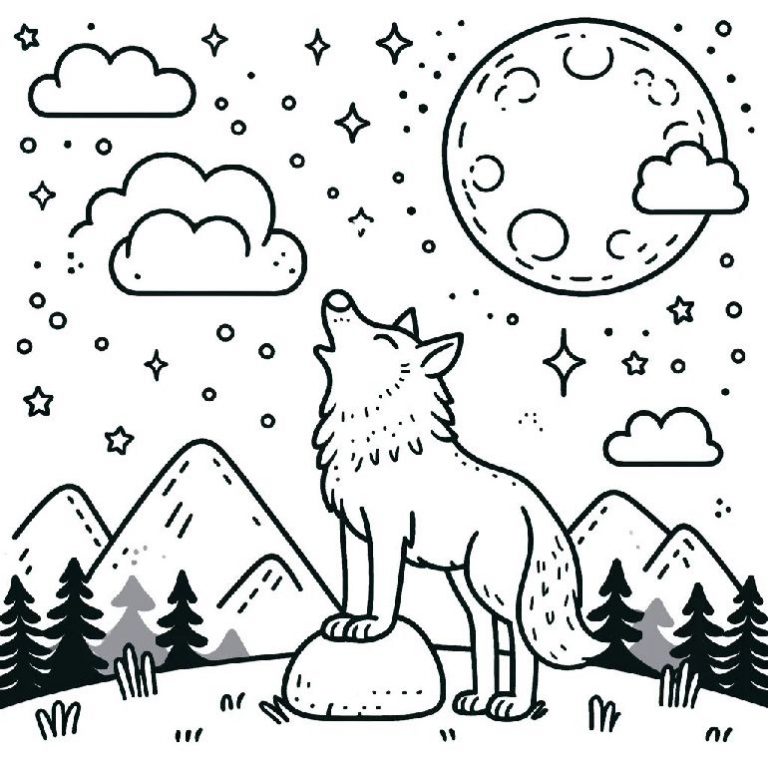 Kostenlose Ausmalbild Wolf Vorlagen zum Ausdrucken