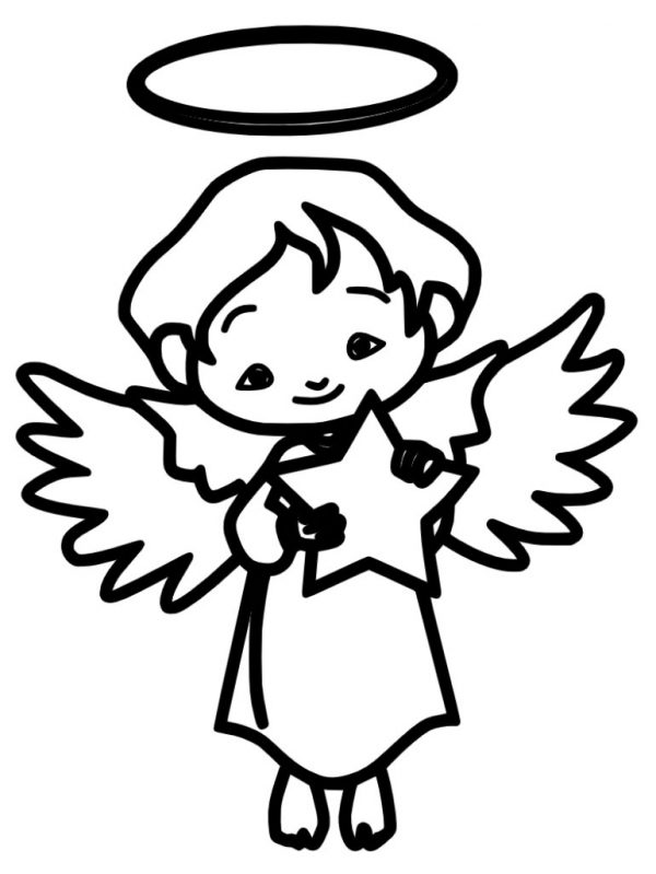 Engelchen Ausmalbild für Kinder - Geschenkissimo