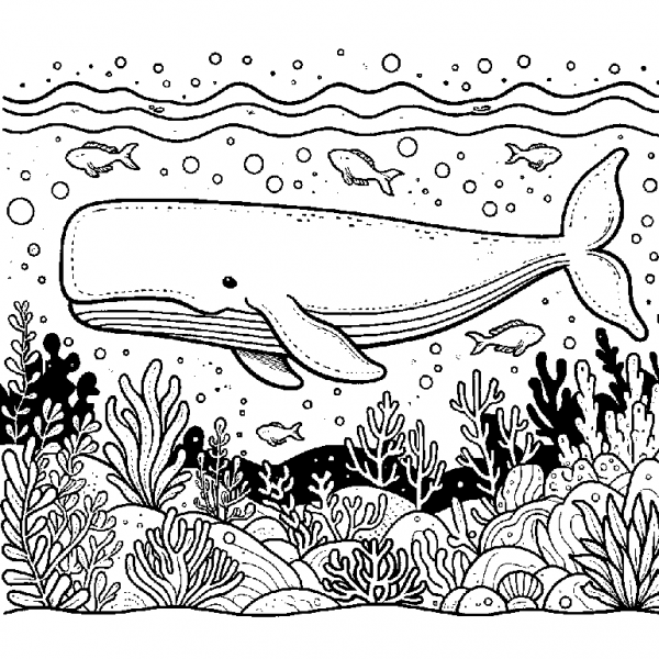 Ausmalbild Wal zum gratis Herunterladen und Ausdrucken - Geschenkissimo
